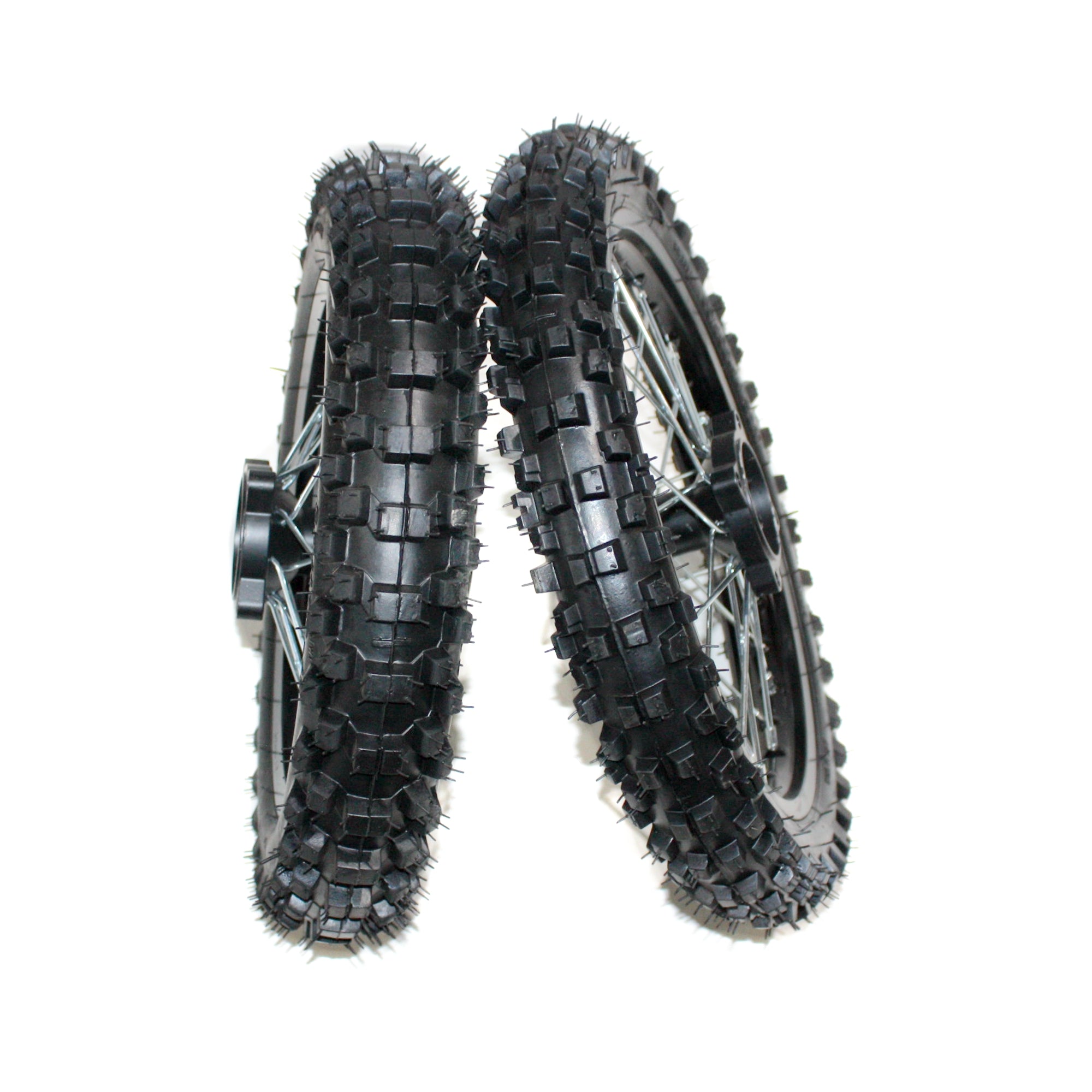 BLK 12mm 14 Inch Front 12 Inch Rear Back Wheel Rim + Tyre Tire PIT PRO ...