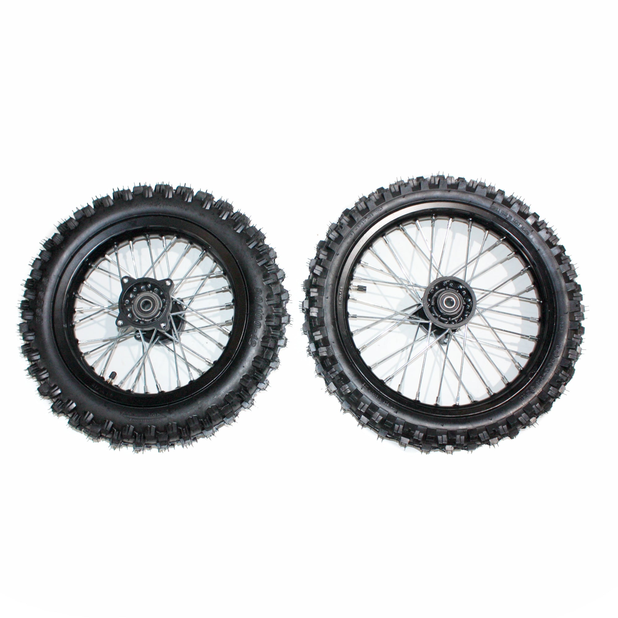 BLK 12mm 14 Inch Front + 15mm 12 inch Rear Wheel Rim Tyre Tire PIT PRO ...