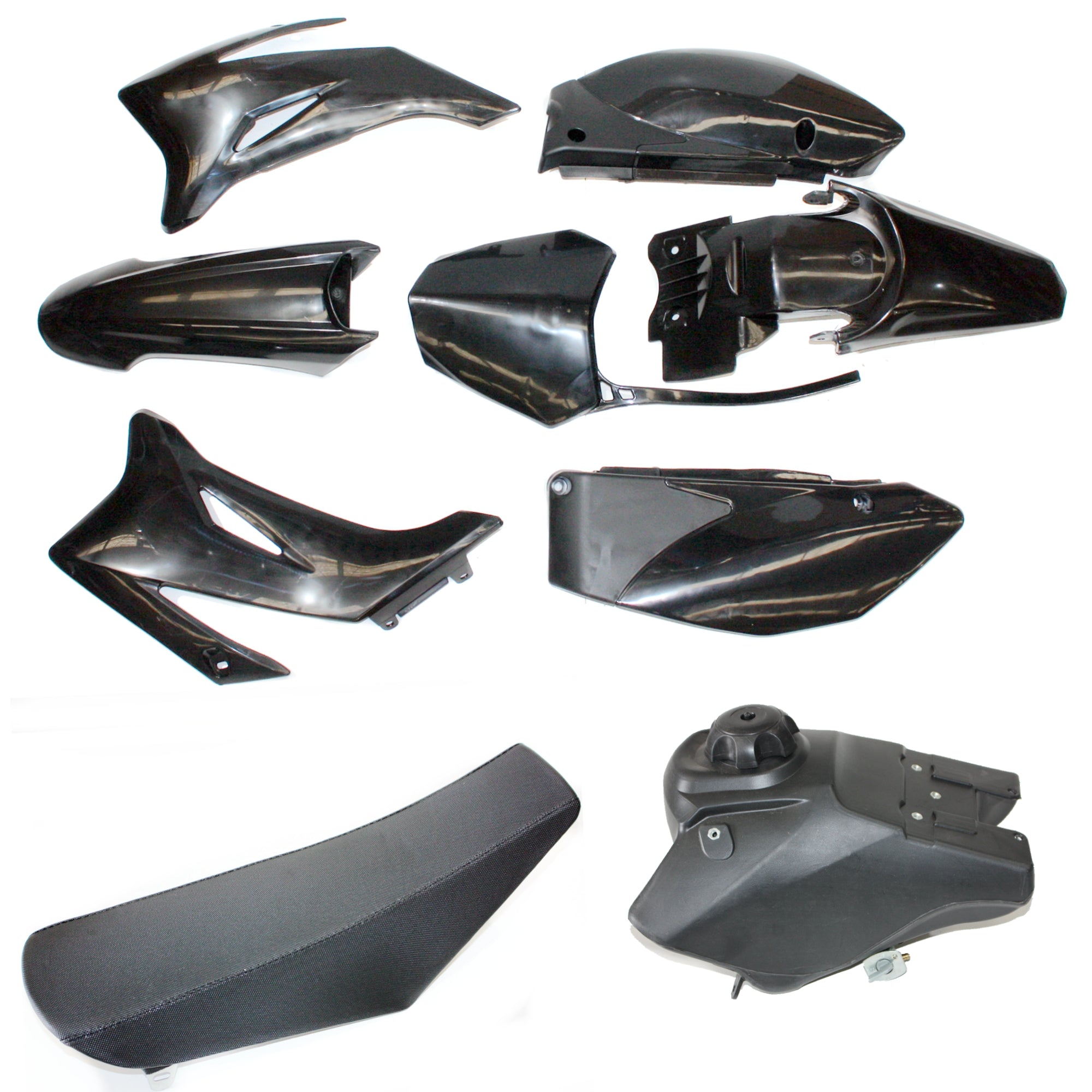BLK TTR 110 Plastics Guard Fairing Body Kit + Seat + Tank PIT Dirt Bik ...